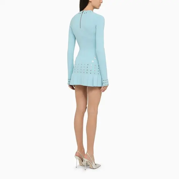 Off-White Eyelet Embellished Fitted Minidress
