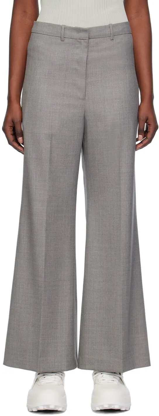 LOW CLASSIC Wide-leg Pressed And Sewn Casual Pants - Gray