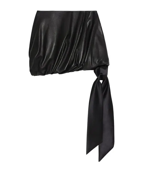 Helmut Lang Bubble Leather Miniskirt With Belted Detail - Black