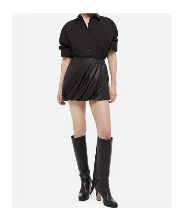 Helmut Lang Bubble Leather Miniskirt With Belted Detail