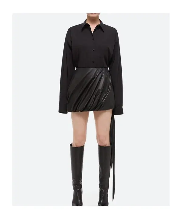 Helmut Lang Bubble Leather Miniskirt With Belted Detail