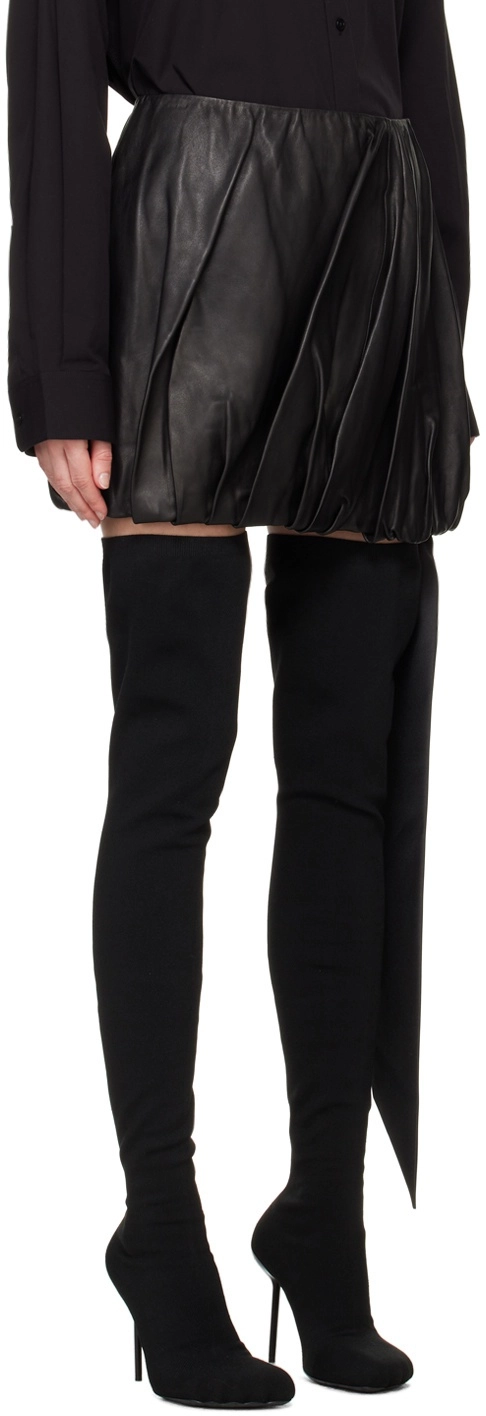 Helmut Lang Bubble Leather Miniskirt With Belted Detail
