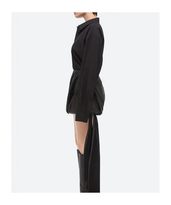 Helmut Lang Bubble Leather Miniskirt With Belted Detail