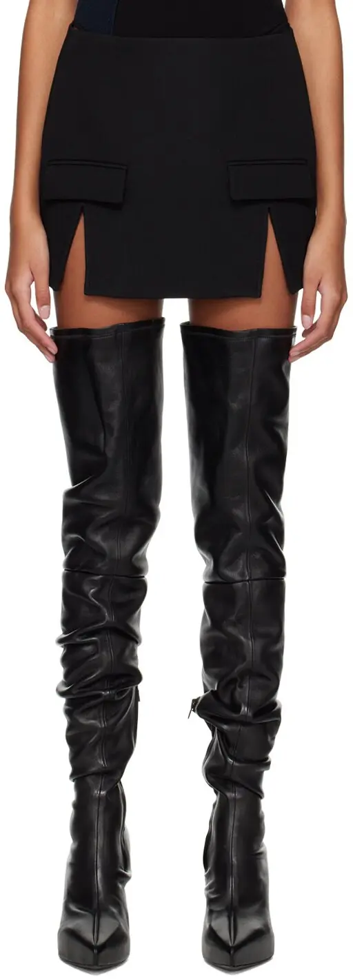 DION LEE Split-hem Mini Skirt - Black
