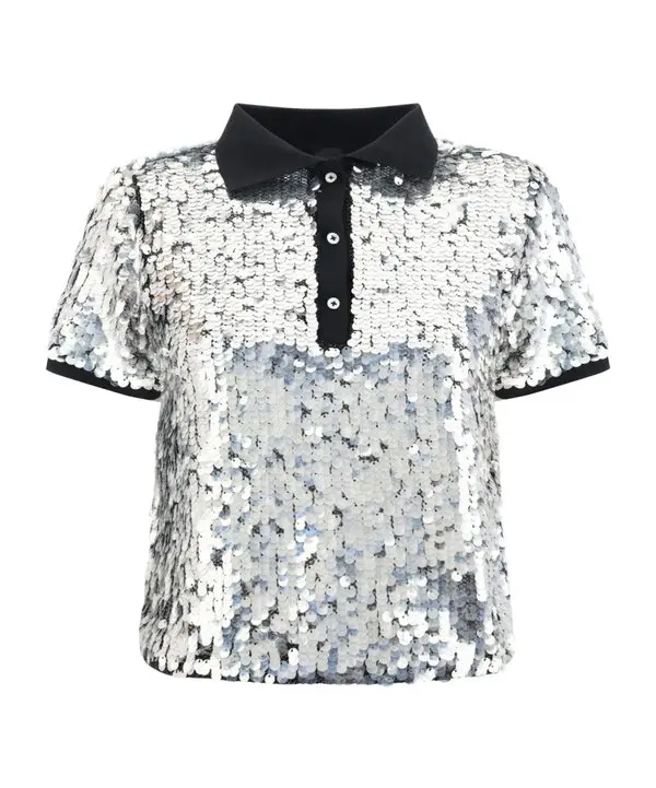 Pinko Pupazzo Sequin Embellished Short-sleeved Polo Top