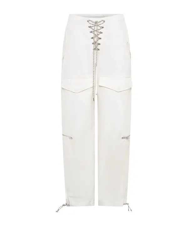 DION LEE Lace-up Twill Cargo Trousers - White