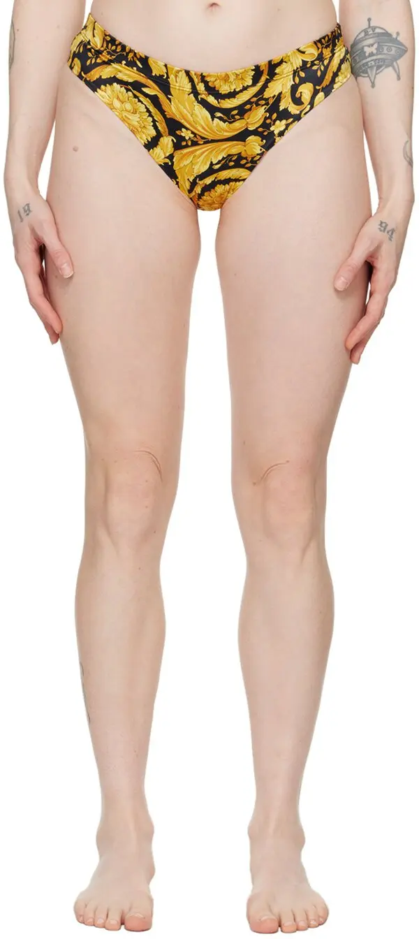 Versace Barocco Printed Mid-rise Briefs - Yellow