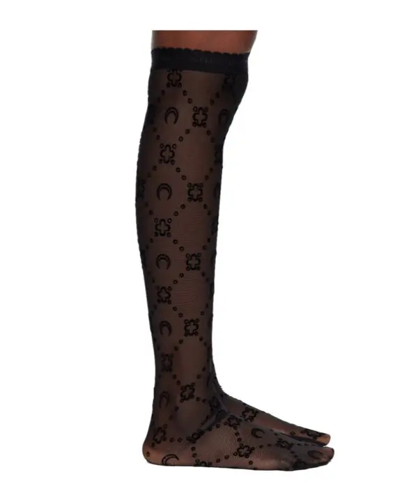MARINE SERRE Moonogram Mesh Knee-high Socks - Black