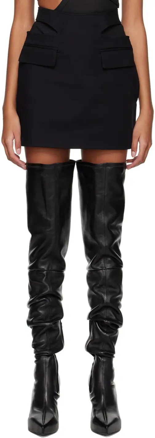 DION LEE Y-front Buckle Mini Skirt - Black