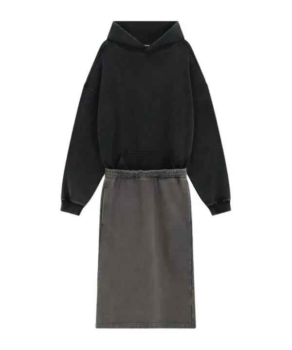 We11Done Layered Hooded Dress - Black