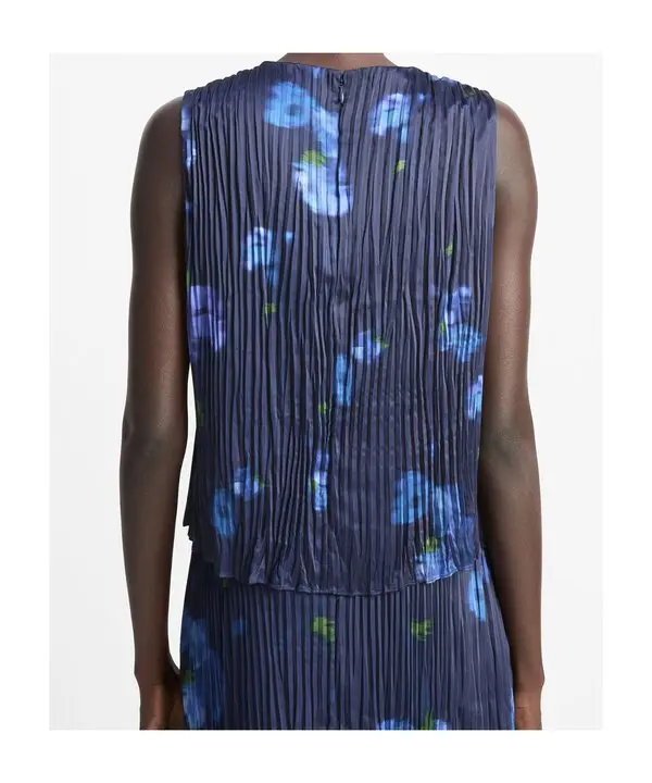 Vince Pleated Floral Sleeveless Top