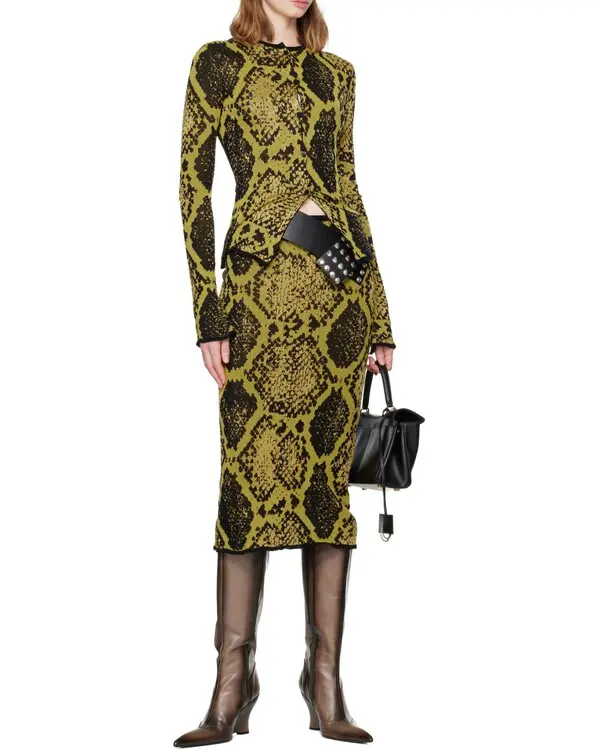 Attico Python Jacquard Sheath Skirt