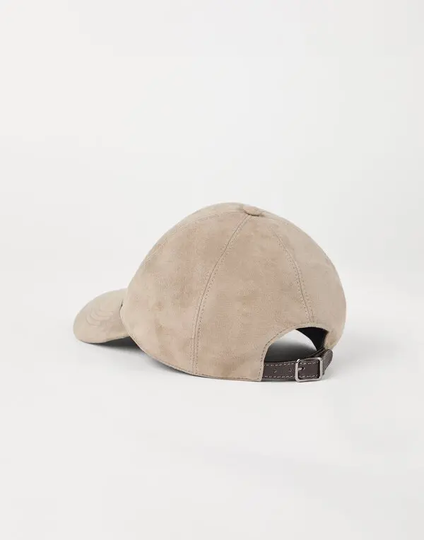 Brunello Cucinelli Suede Baseball Cap With Beaded Band
