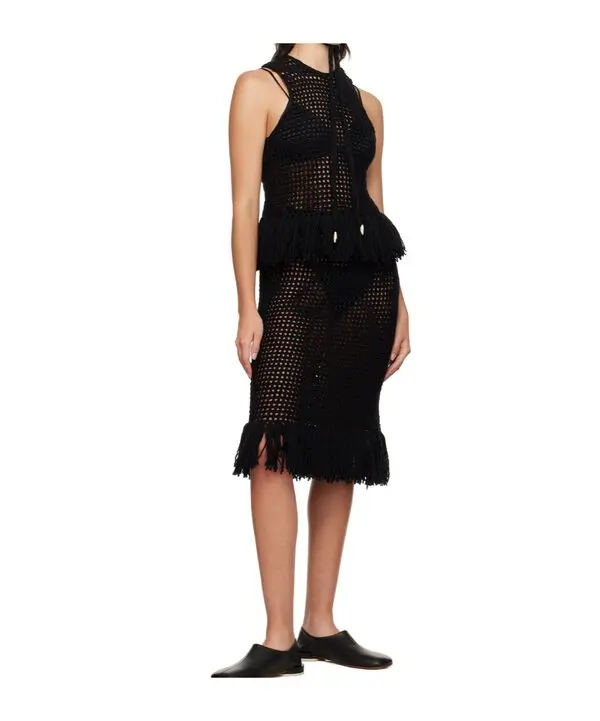 NICCOLO PASQUALETTI Crochet Midi Skirt With Fringe Detailing