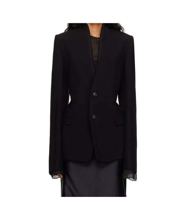 ANN DEMEULEMEESTER Sady Collarless Fitted Blazer