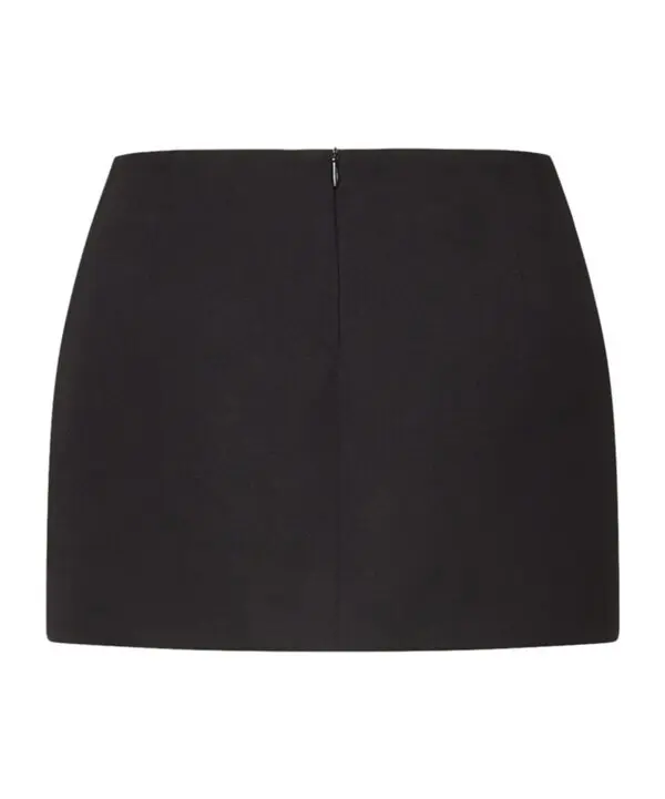 AREA Crystal Embellished Wool Mini Skirt