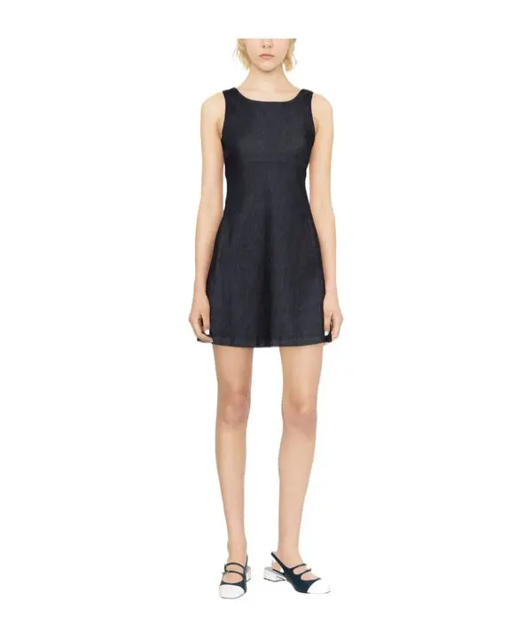 Emporio Armani Square-neck Sleeveless Denim Dress