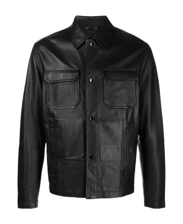 Emporio Armani Leather Logo Patch Jacket