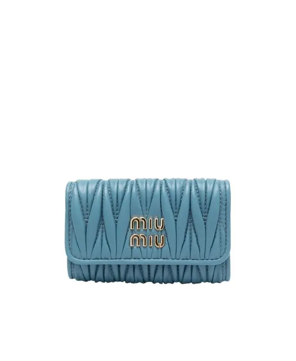 Miu Miu Matelassé Key Holder Wallet - Blue