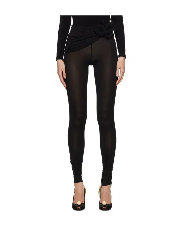 Magda Butrym Waist Wrap Jersey Leggings With Floral Embellishments