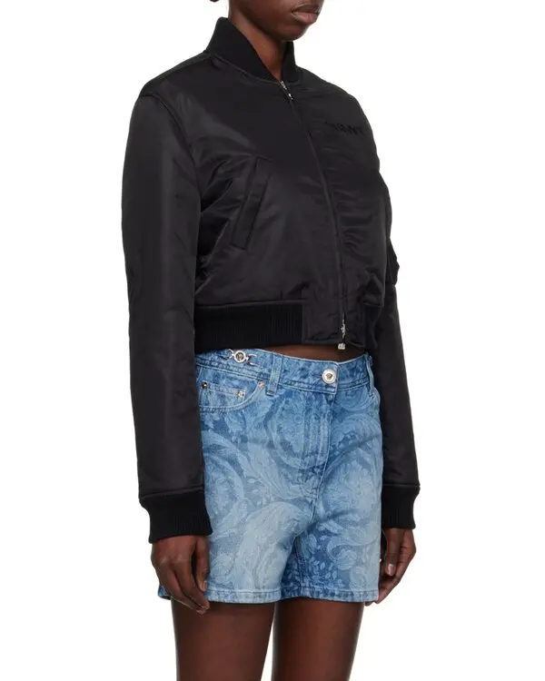 Versace Padded Cropped Zip-up Bomber Jacket