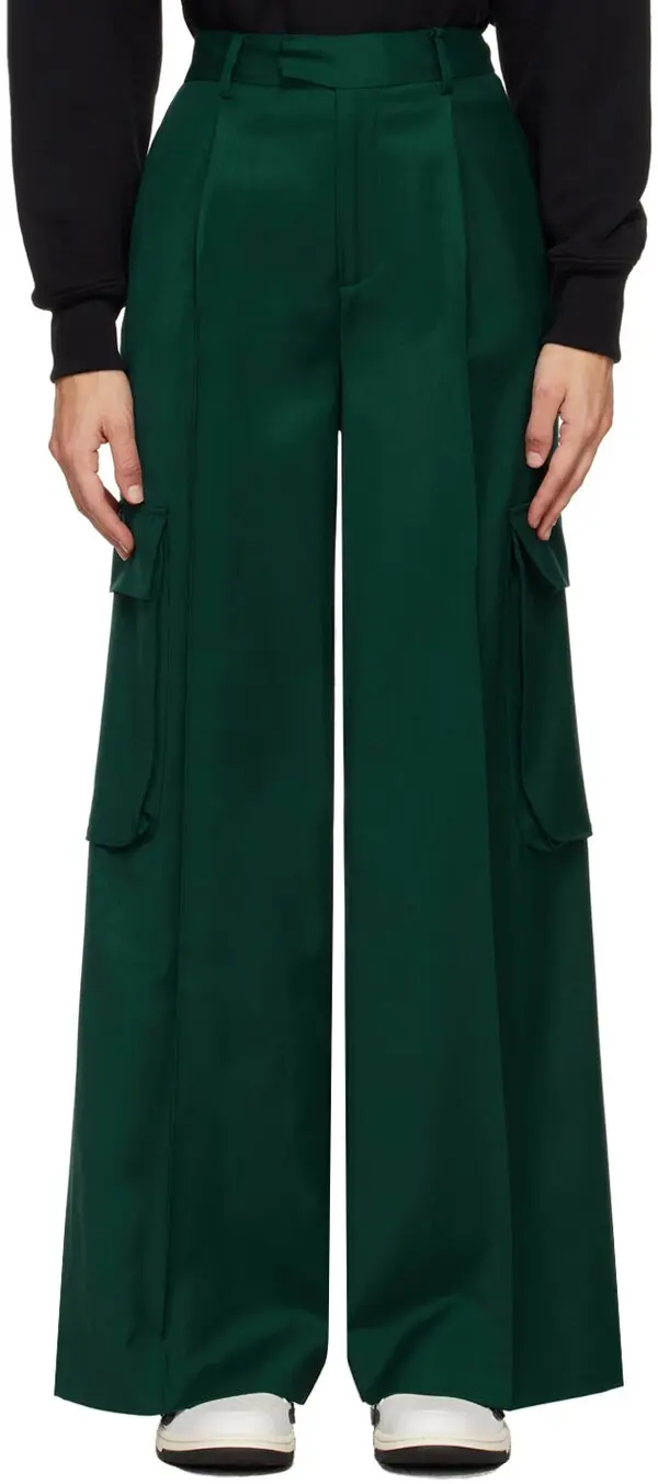 Amiri Pleated Wide-leg Cargo Pants - Green