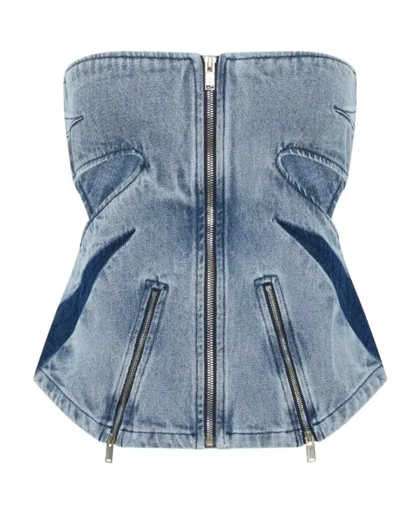 DION LEE Darted Denim Corset - Blue