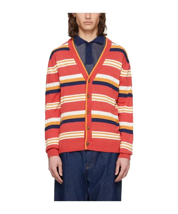Maison Kitsuné Striped Knitted Cardigan