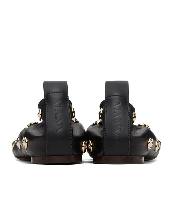 LANVIN Pointed Toe Ballet Flats With Rivet Detailing
