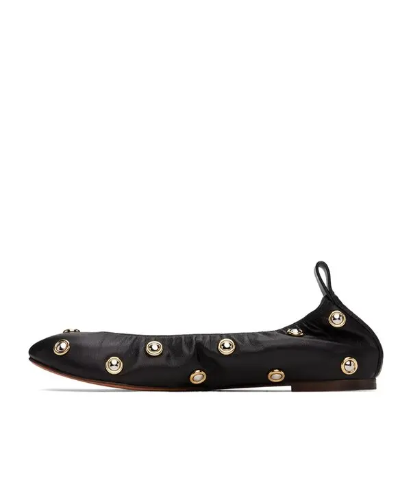 LANVIN Pointed Toe Ballet Flats With Rivet Detailing