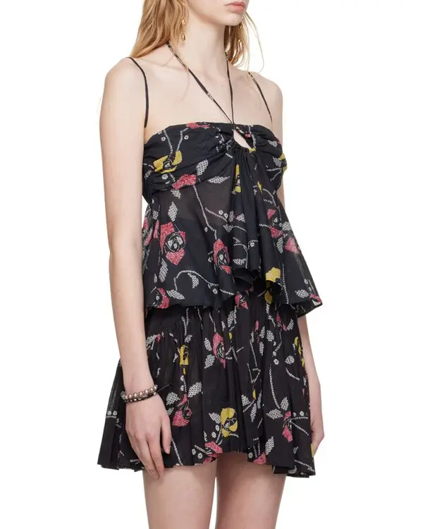 Isabel Marant Étoile Abstract Print Organic Cotton Halter Neck Top
