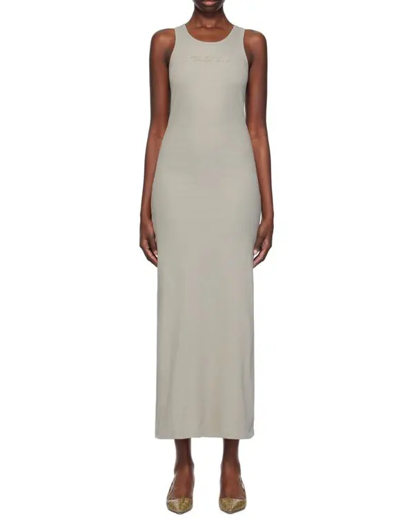 Rabanne Logo Flocked Sleeveless Midi Dress