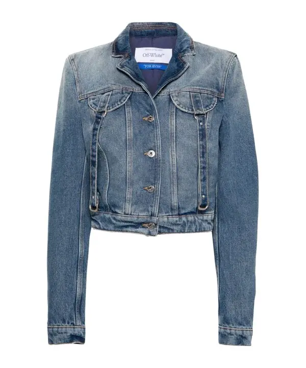 Off-White Denim Jacket With Ribbon And Logo Details