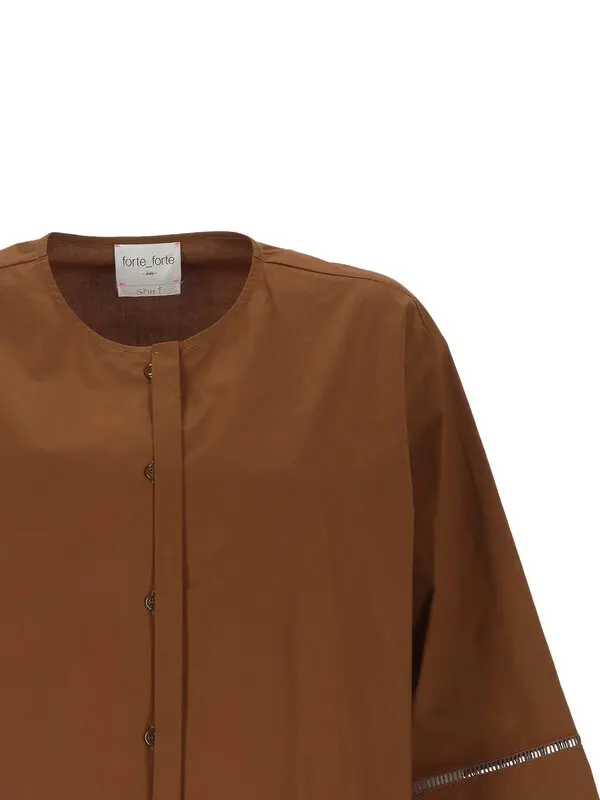FORTE_FORTE Button-up Crewneck Top