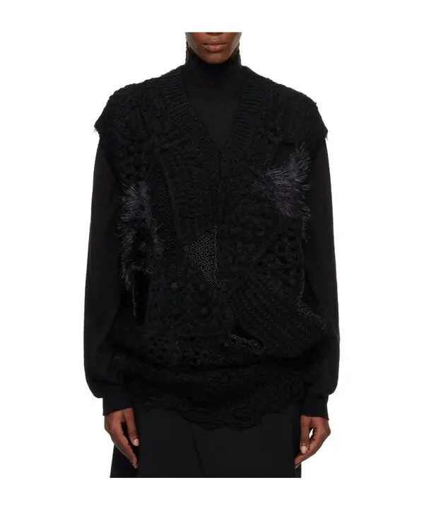 Junya Watanabe Patchwork V-neck Sweater Vest