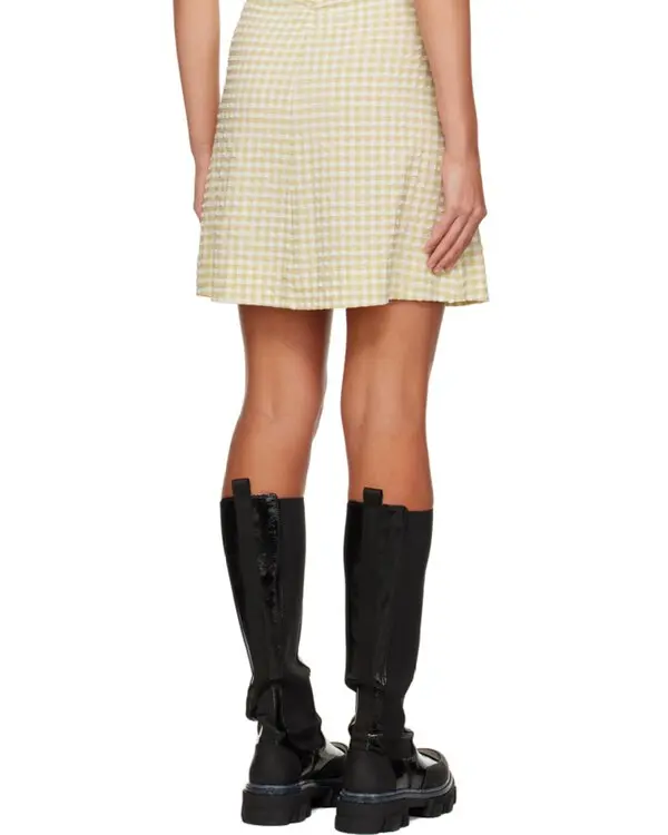 GANNI Gingham Check Square Neck Mini Dress
