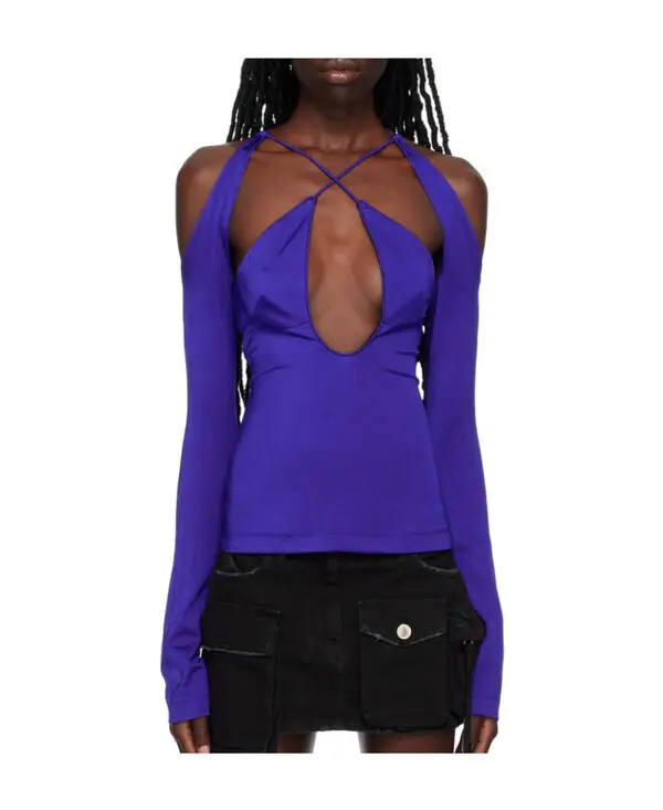 Attico Zane Hollow Detail Jersey Top