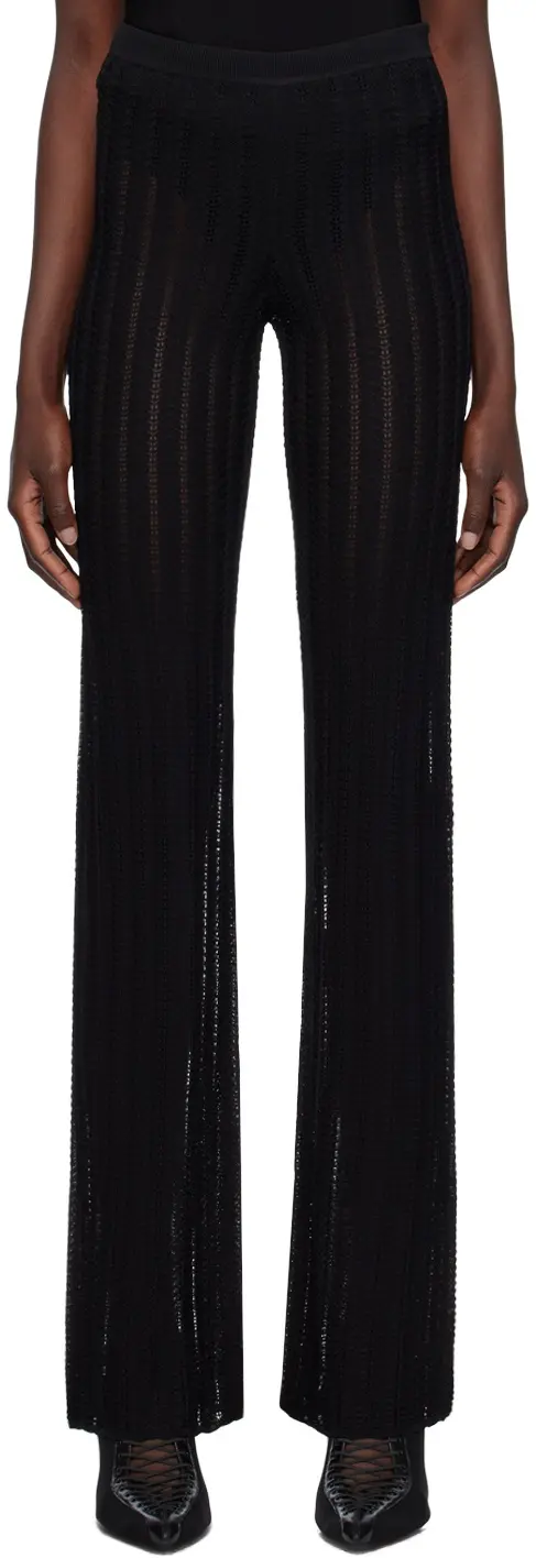 DION LEE Snakeskin Semi-sheer Trousers - Black