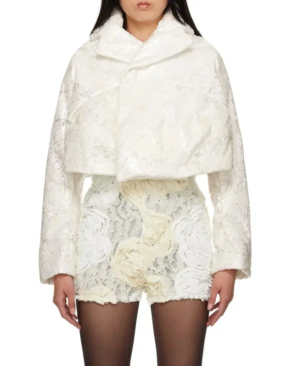 Comme Des Garçons Lapel Lace Casual Jacket - White