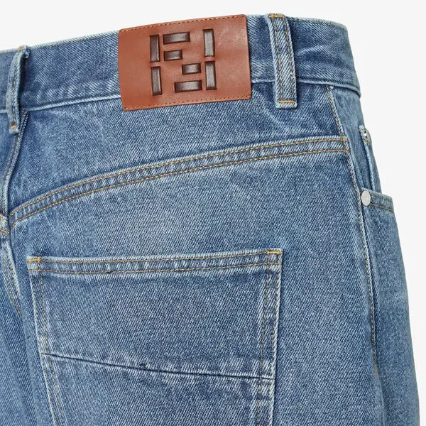 Fendi Logo-patch Straight-leg Jeans - Light Blue