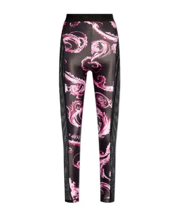Versace Baroque Print Mesh Panel Leggings - Black