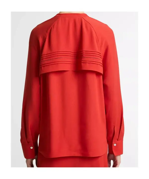 Vince Satin Half-placket Blouse - Red