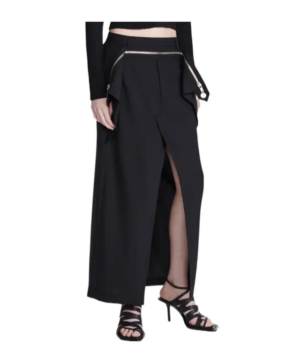 DION LEE Zip-detail Wool Midi Skirt