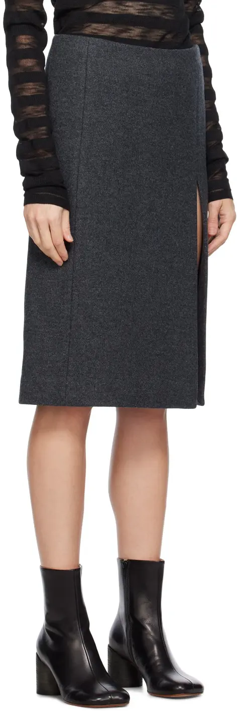 We11Done Wool-blend Pencil Skirt With Front Slit - Black