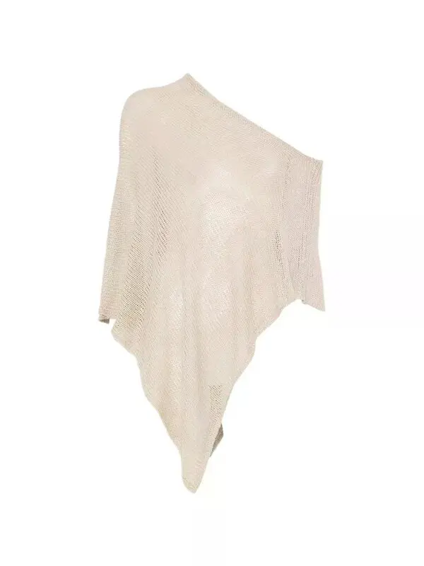 Enza Costa Open-knit Asymmetric Poncho - Neutrals