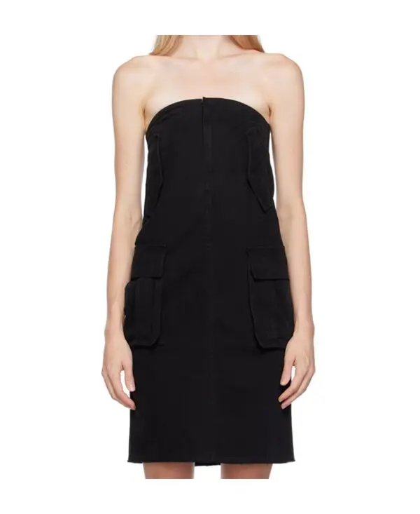 We11Done Cargo Denim Strapless Dress