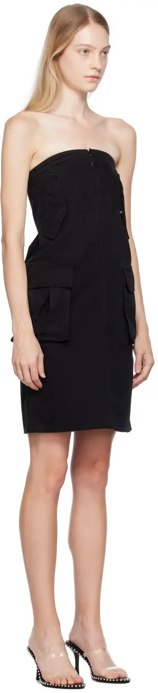 We11Done Cargo Denim Strapless Dress