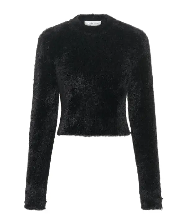 MARINE SERRE Slim Fit Cropped Crewneck Sweater
