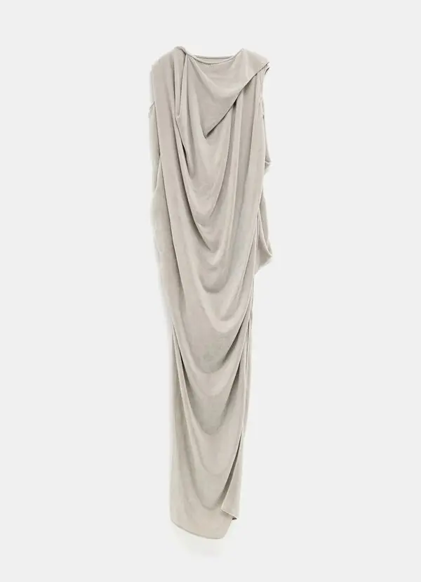 Rick Owens Draped Cowl Neck Asymmetrical Dress