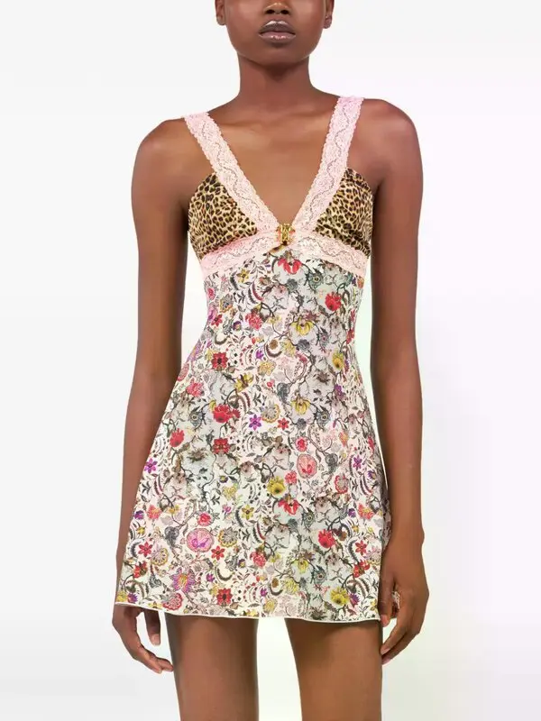 Roberto Cavalli Animal Print Lace Dress